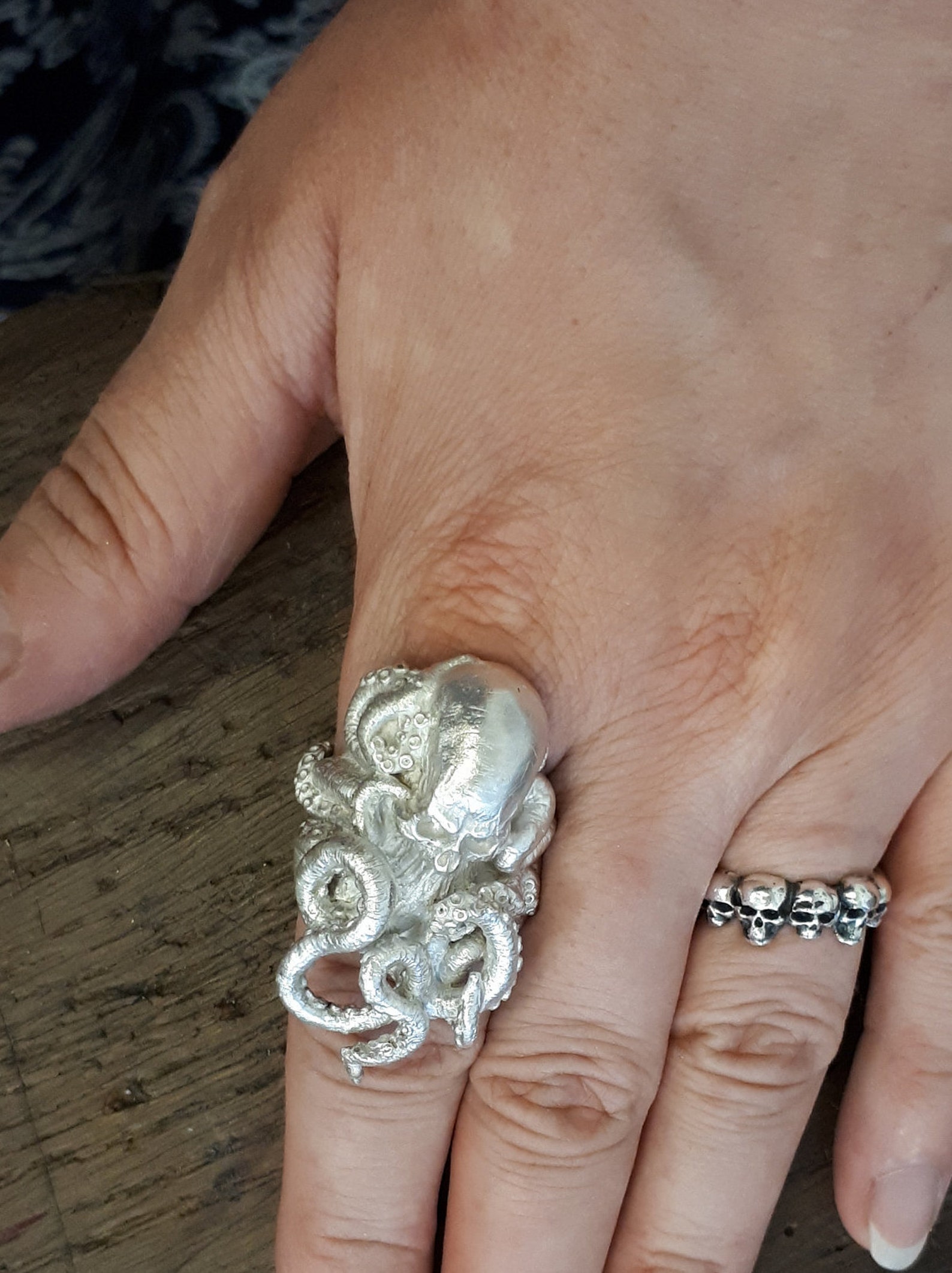 Kraken Skull Ring. LHR Kraken Skull Ring. Solid 925 Silver. Plain ...