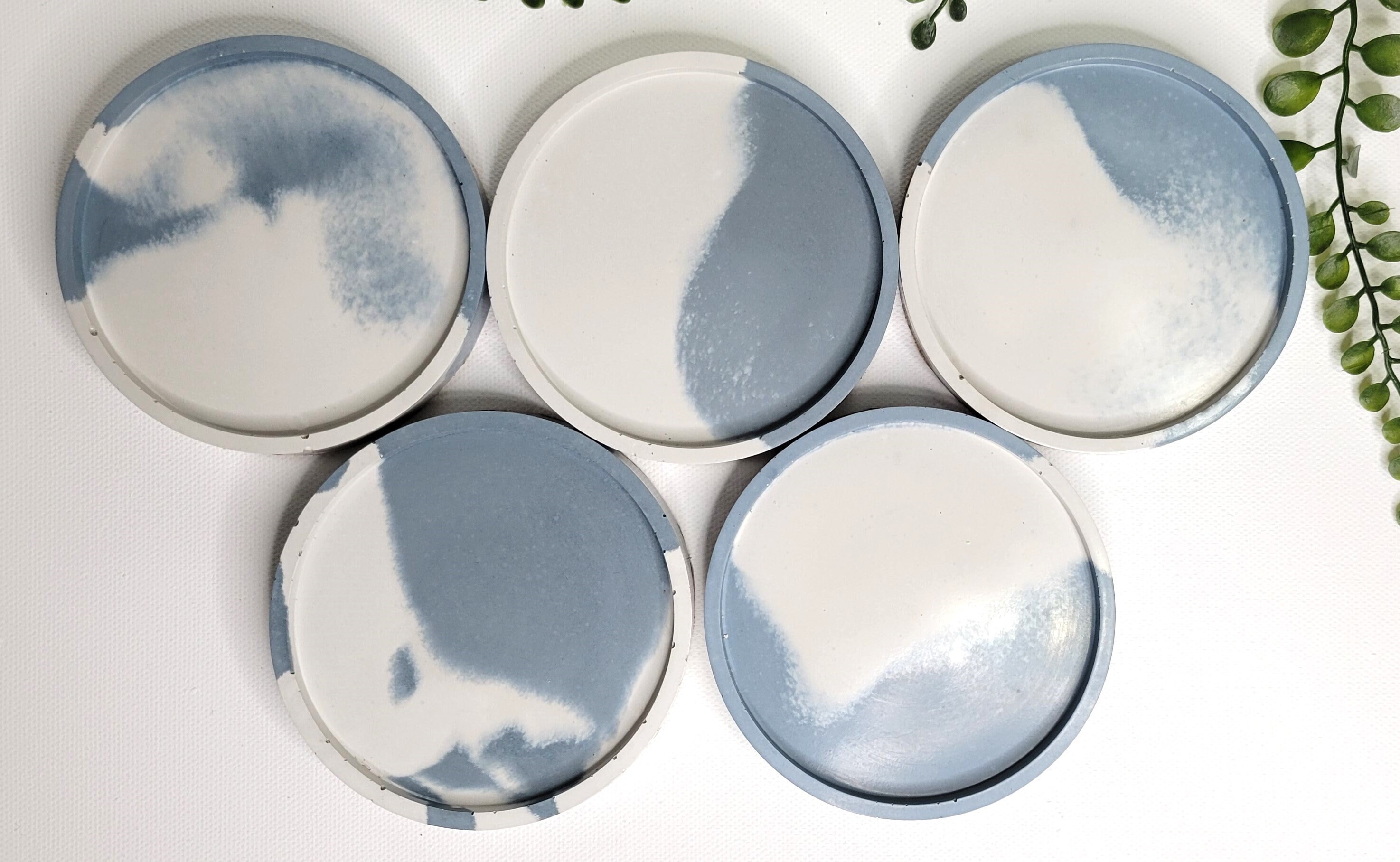 Coastal Coasters, Blue and White Coasters, Concrete Coaster, Decor ...