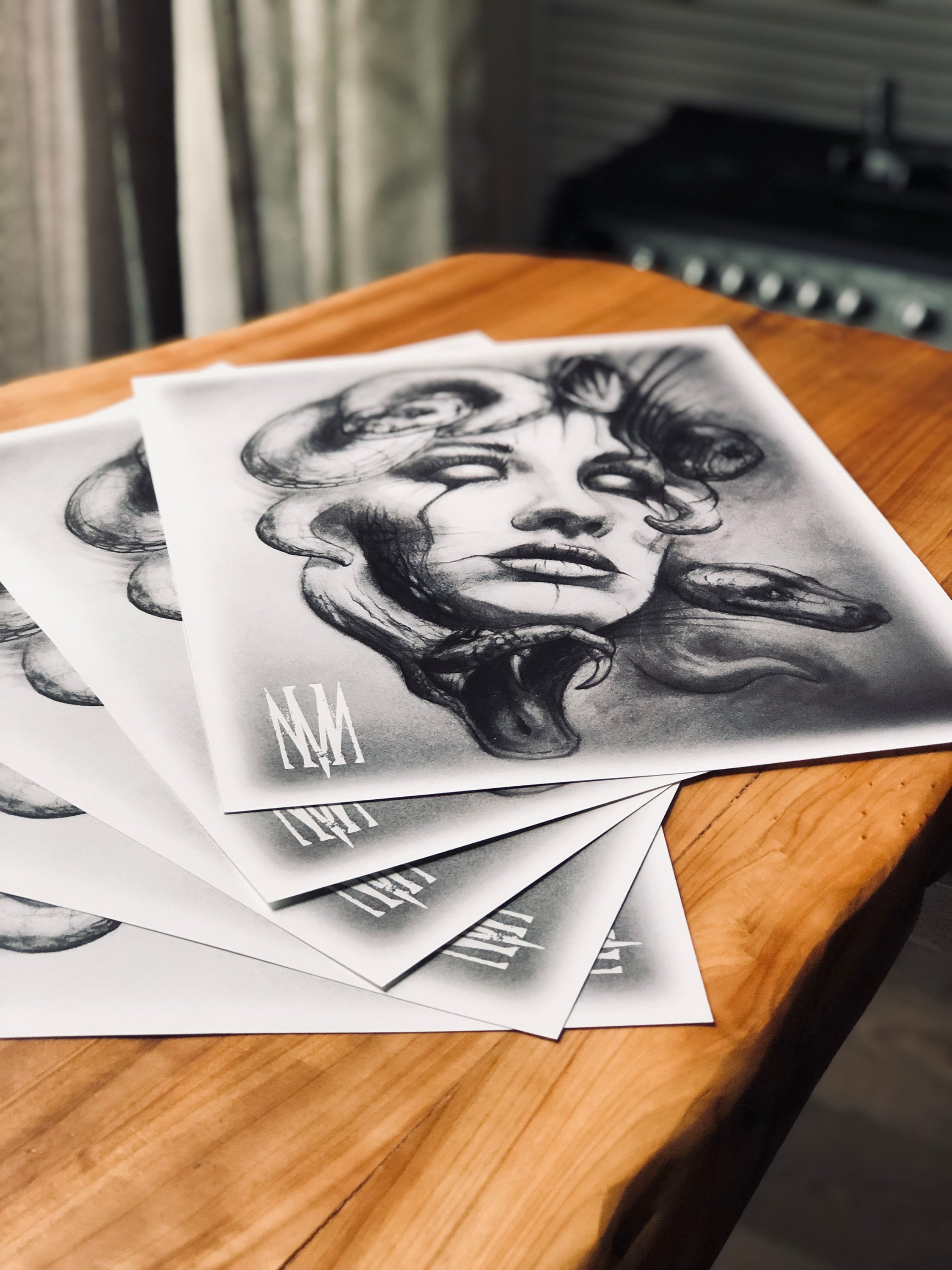 Medusa Art Pencil Drawing Mythology Print | Etsy