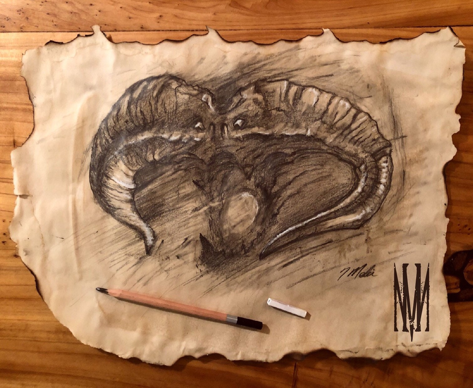 Balrog Original Pencil Sketchdrawing Ooak Aged Etsy