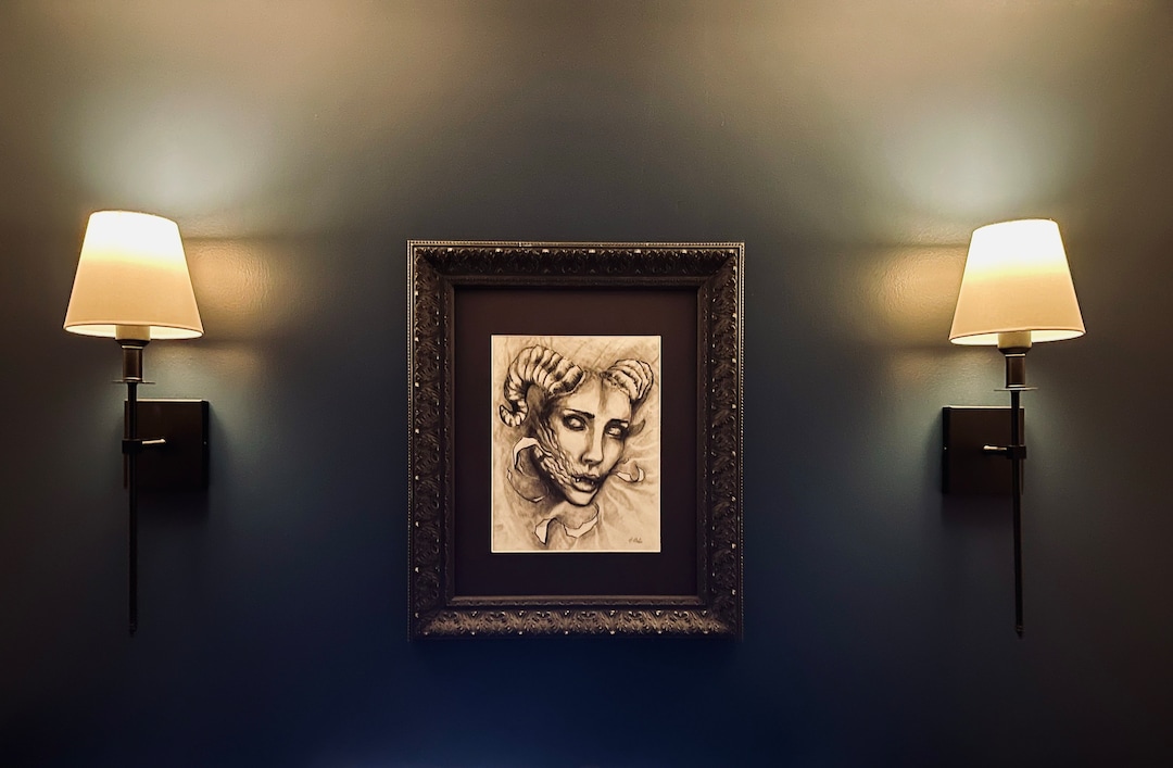 Gothic Vampire Horror Charcoal Drawing / Sketch Framed One of a Kind - Etsy