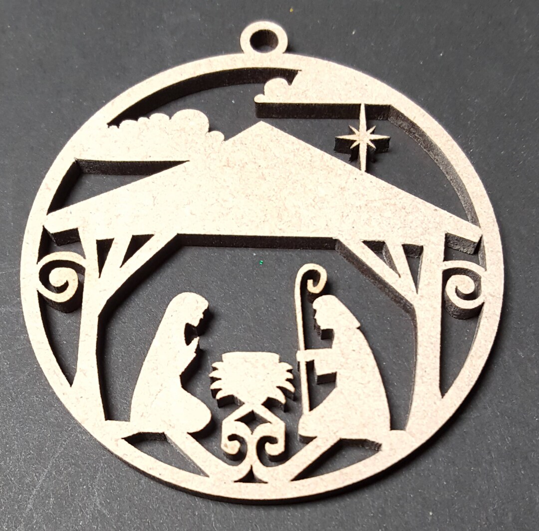 Nativity Bauble 4 Pack MDF Craft Shape Model Christmas Tree Decoration ...