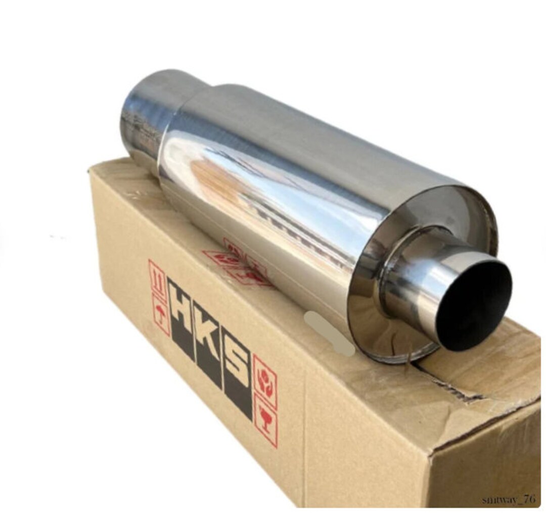 Outlet 4.0 Inch HKS Hi-power Universal Single Exhaust Muffler Inlet 2.5 ...