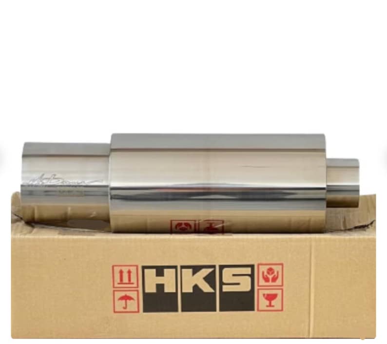 Outlet 4.0 Inch HKS Hi-power Universal Single Exhaust Muffler Inlet 2.5 ...