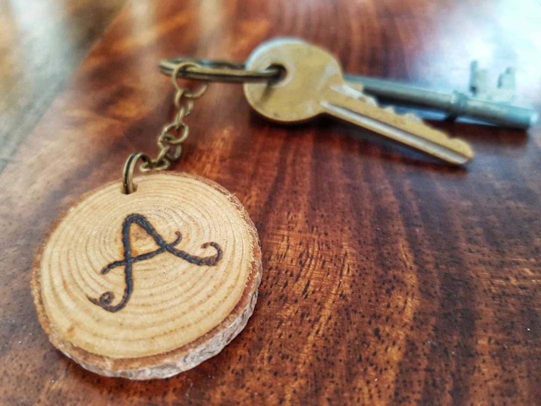 Initial Keyring, Log Slice, Rustic Wedding Favours , Rustic Bridal ...