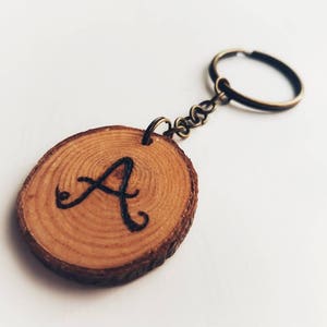 Initial Keyring, Log Slice, Rustic Wedding Favours , Rustic Bridal ...