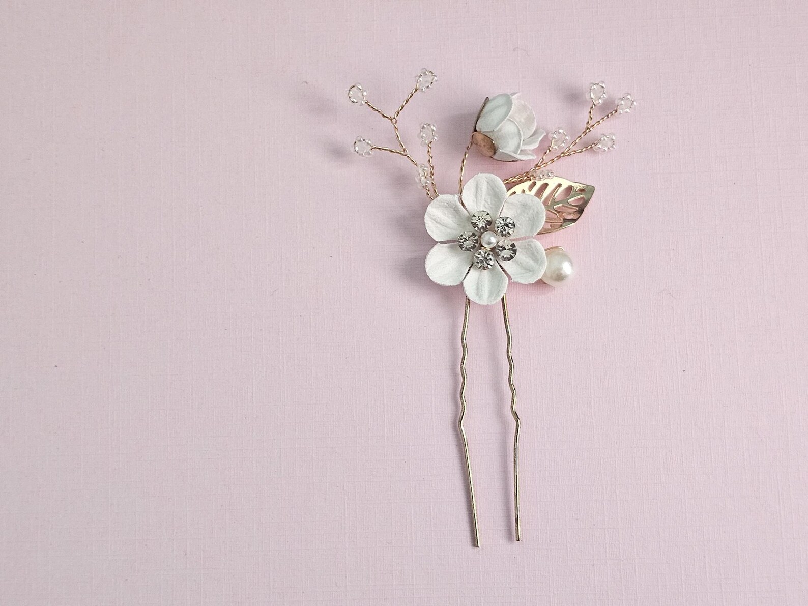 Pearl Flower Wedding Hair Pins & Comb Set, Something Blue Bridal Hair ...