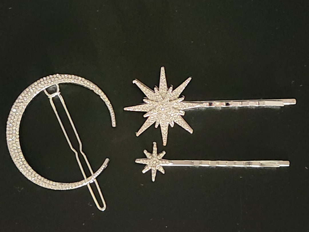 Bridal Hair Pins, Celestial Moon and Stars Hair Pins and Clip, Hair ...