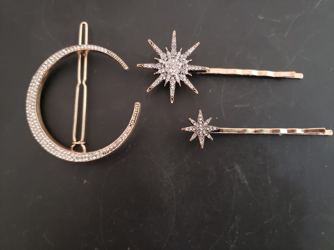 Bridal Hair Pin Celestial Moon Star Hair Pins and Clip Hair Jewelry ...