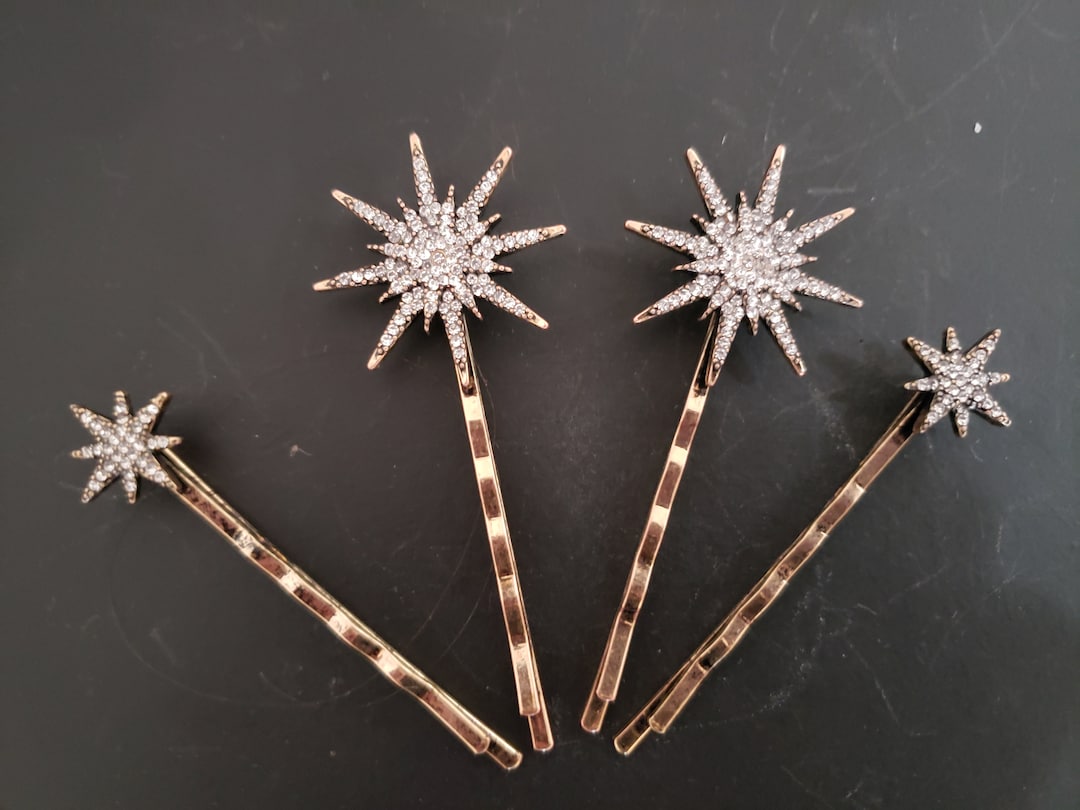 Stars Hair Pins and Moon Clip, Bridal Hair Pins, Celestial Hair Jewelry ...