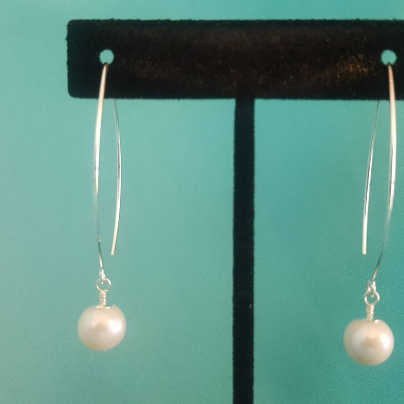 Silver Pearl Drop Earrings - Etsy