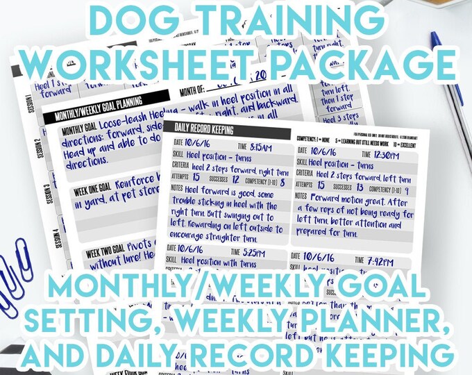 Printable Dog Training Planner and Record Keeping Worksheets - Etsy