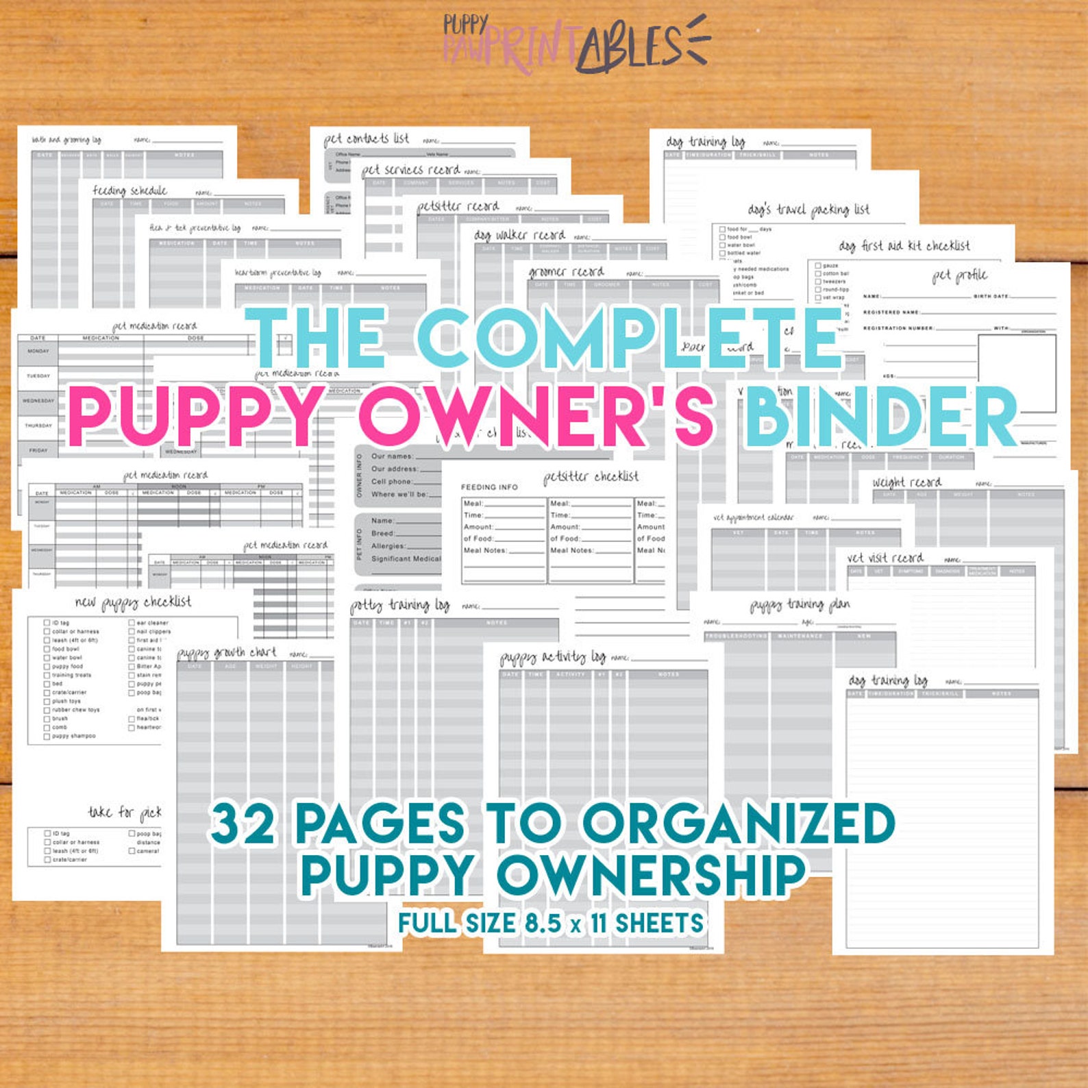 Complete Dog Owner Puppy Edition Printable Planner Binder, Pet Care ...