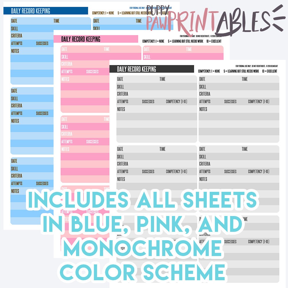 Printable Dog Training Planner and Record Keeping Set: Monthly, Daily ...