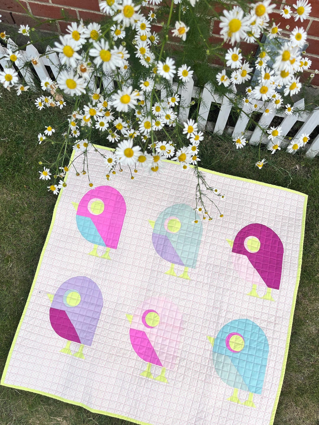 Little Bird Baby Quilt With Pops of Neon - Etsy