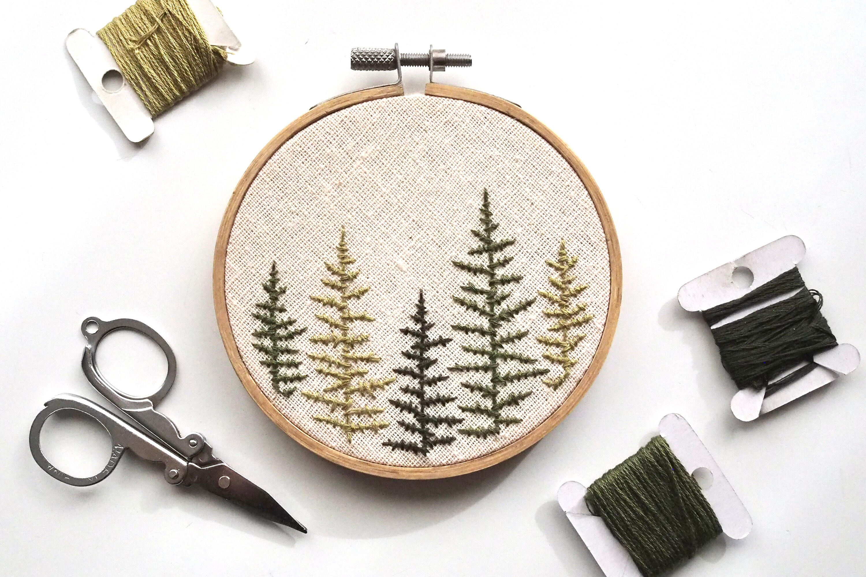 Embroidery Landscape: Forest Hike, 4” Diameter - Etsy Canada