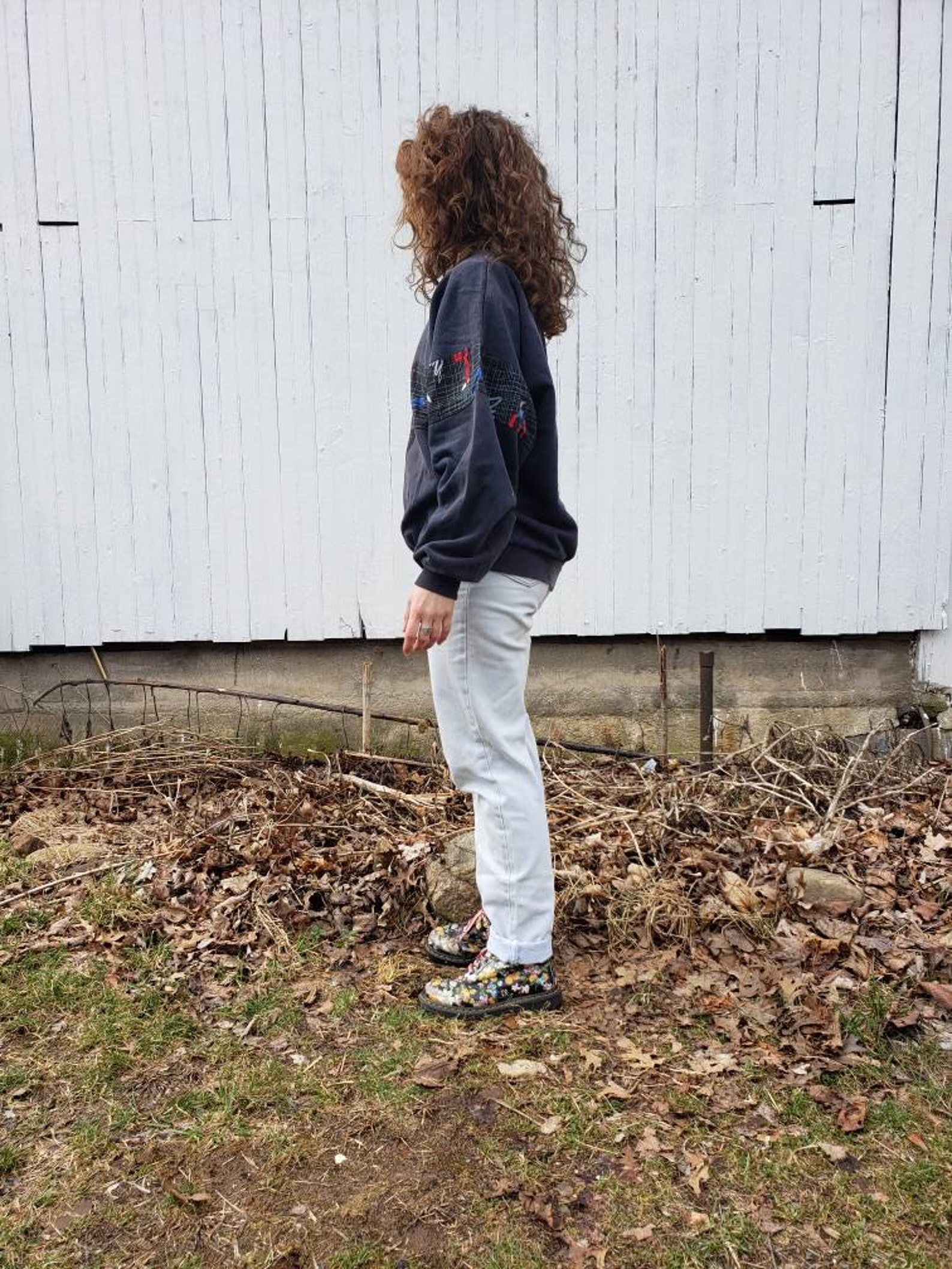 1990s Panel Sweatshirt Faded Black With Abstract Pattern - Etsy