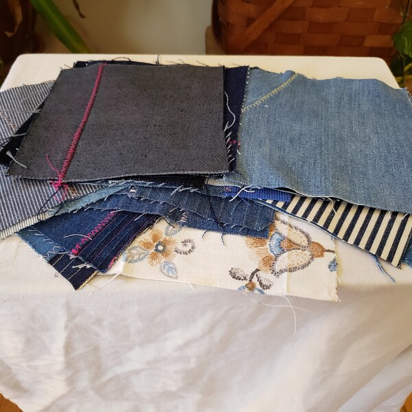 Patchwork Denim Fabric - Etsy