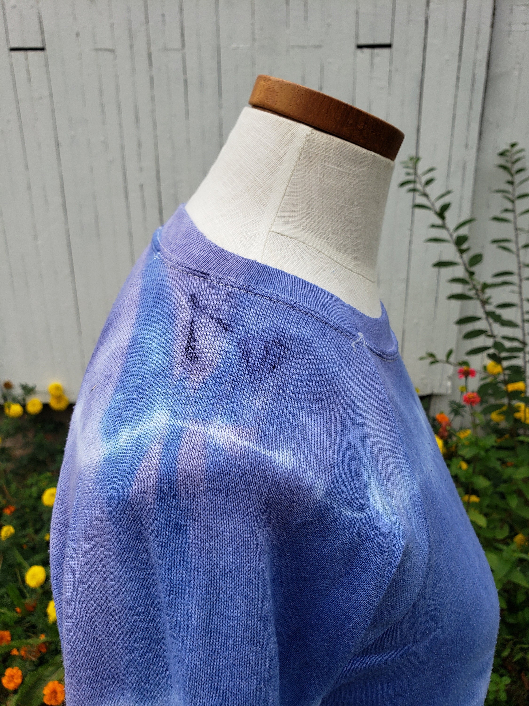 Overdyed Vintage Sweatshirt Blue Tie Dye Large | Etsy