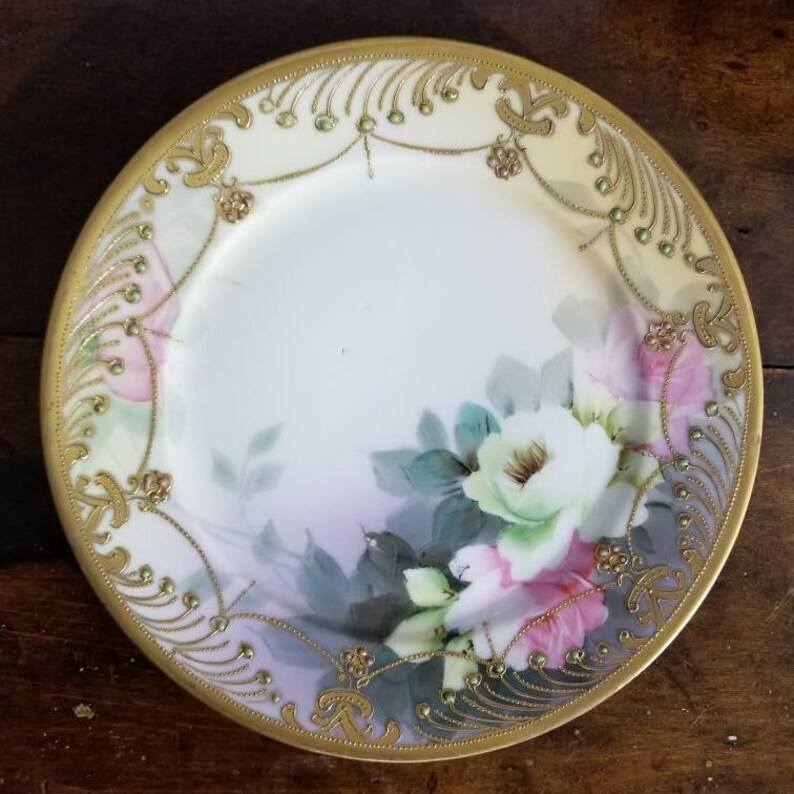Antique NIPPON Morimura Brothers Hand Painted Pink Roses Floral SIX ...