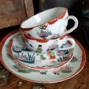 Vintage Japan Geisha Girls in Kimonos Teacup W Saucer Set of Four ...