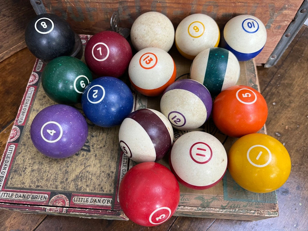 Vintage Pool Balls Set|bullseye Circle Pool Ball| Rustic Retro Billiard ...