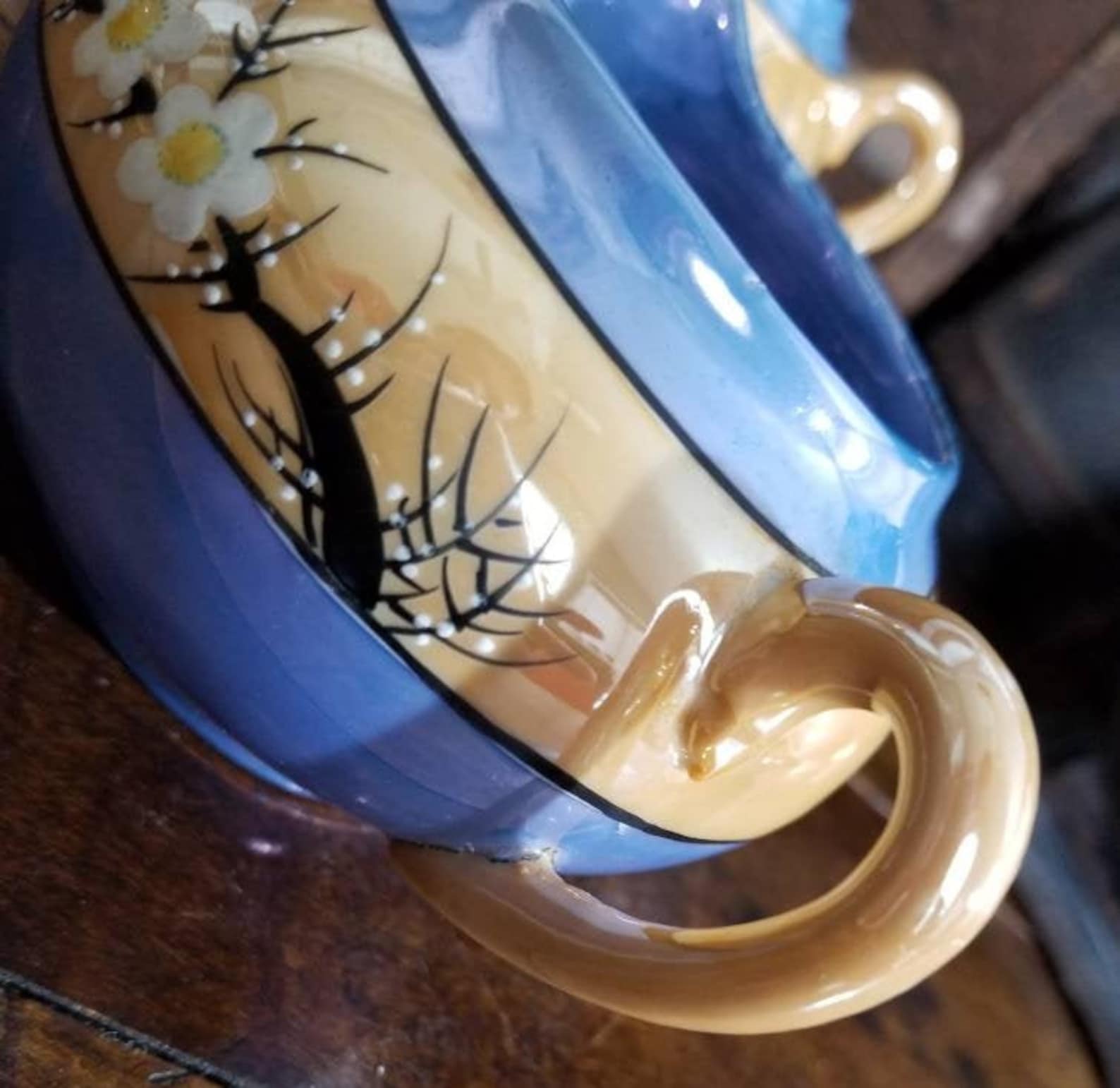 Vintage TASHIRO SHOTEN Japan Blue Lusterware Creamer & Sugar - Etsy