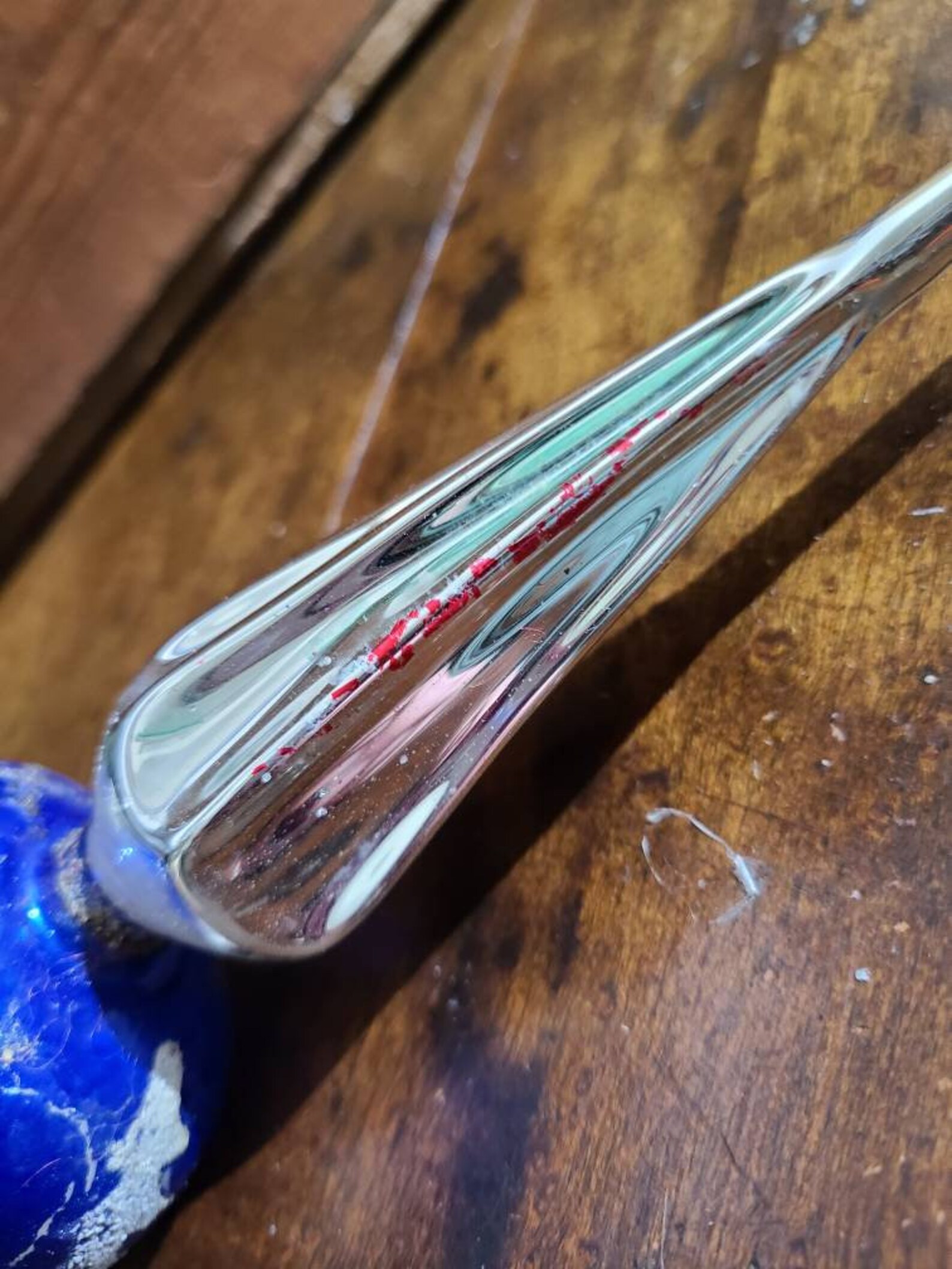 Vintage BLUE Mercury Glass TRIPLE Indent Christmas Tree Topper Ornament ...