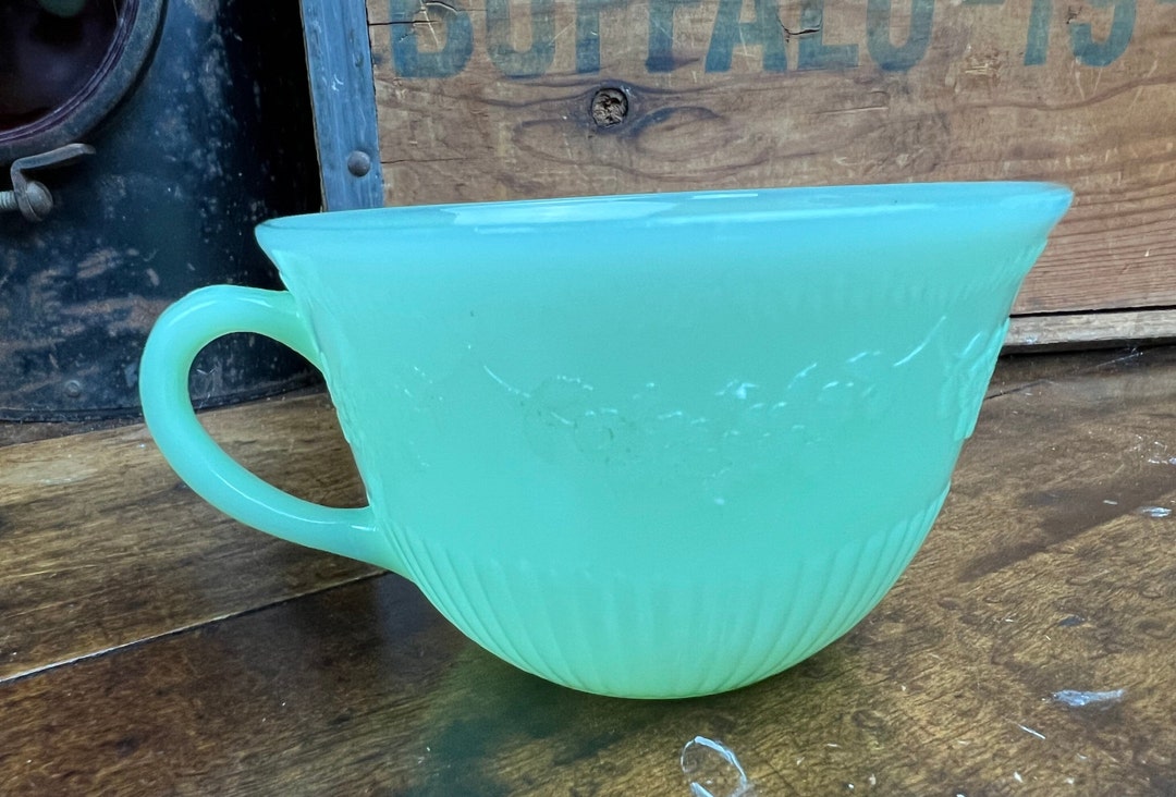 Fire King JADEITE Cup Alice Floral Jade Ite Fire King Green Coffee Tea ...