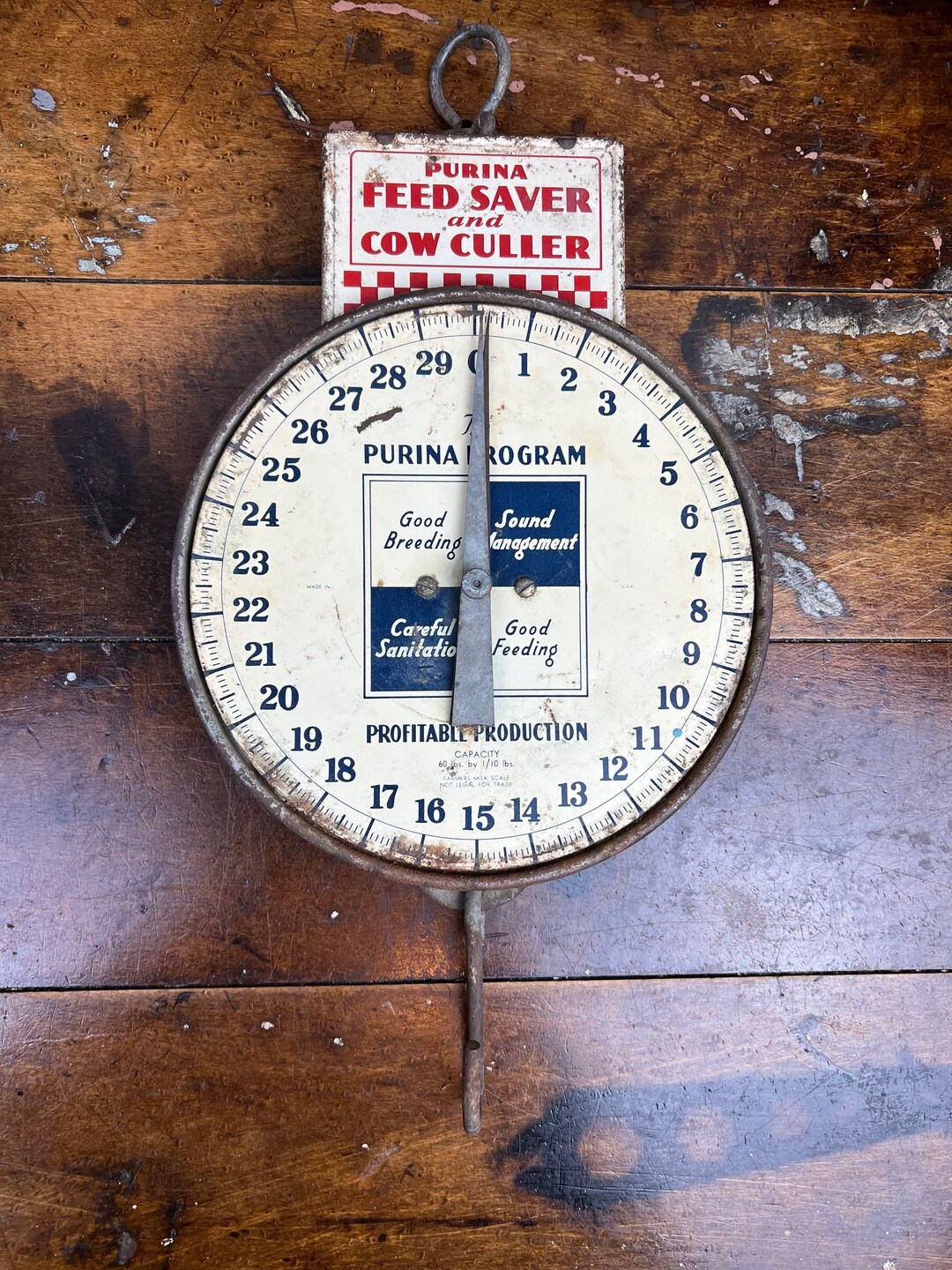 Vintage PURINA Feed Saver and Cow Culler Metal Scale ~ Red White ...