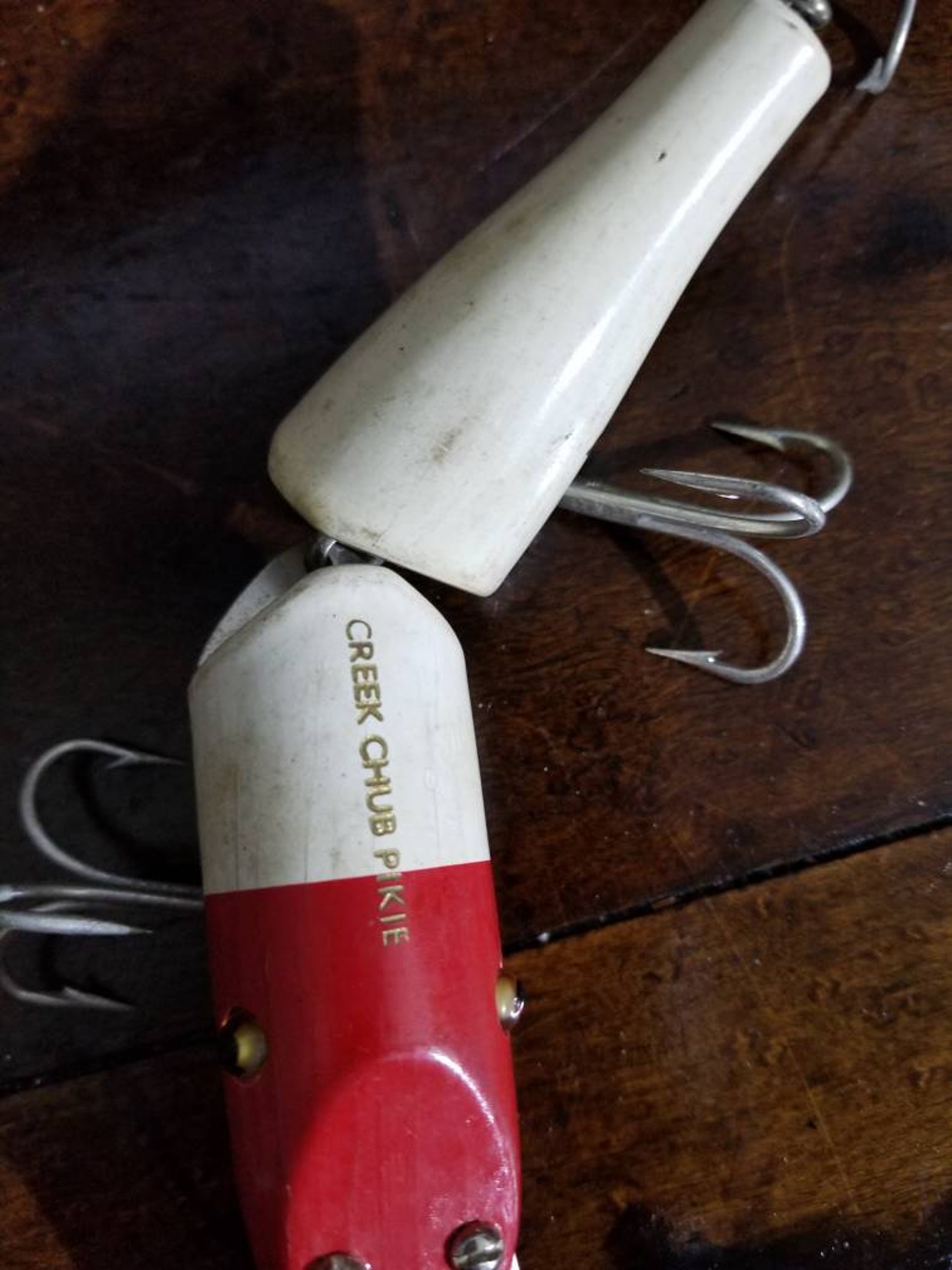 Vintage CREEK CHUB Bait Co NO. 5502 Jointed Husky Pikie Minnow White ...