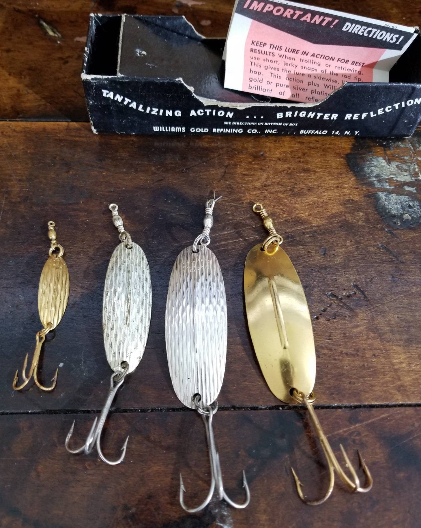 Vintage WILLIAMS WABLERS Four Spoon Lures Buffalo NY 24 K Gold | Etsy