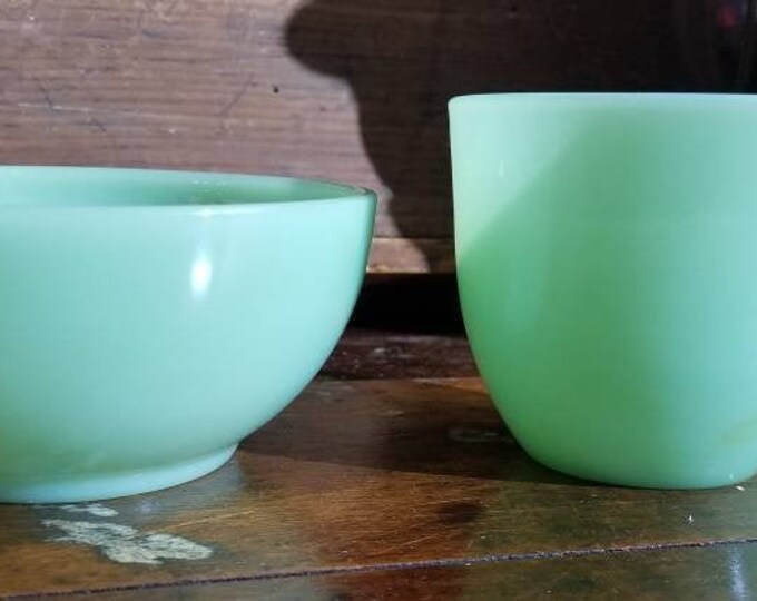 Vintage Jadeite Jade Green Fire King Mug C-handle St Denis - Etsy