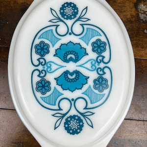 Vintage Pyrex BLUE HORIZON Casserole Dish 1.5 Qt Oval Divided Milk ...