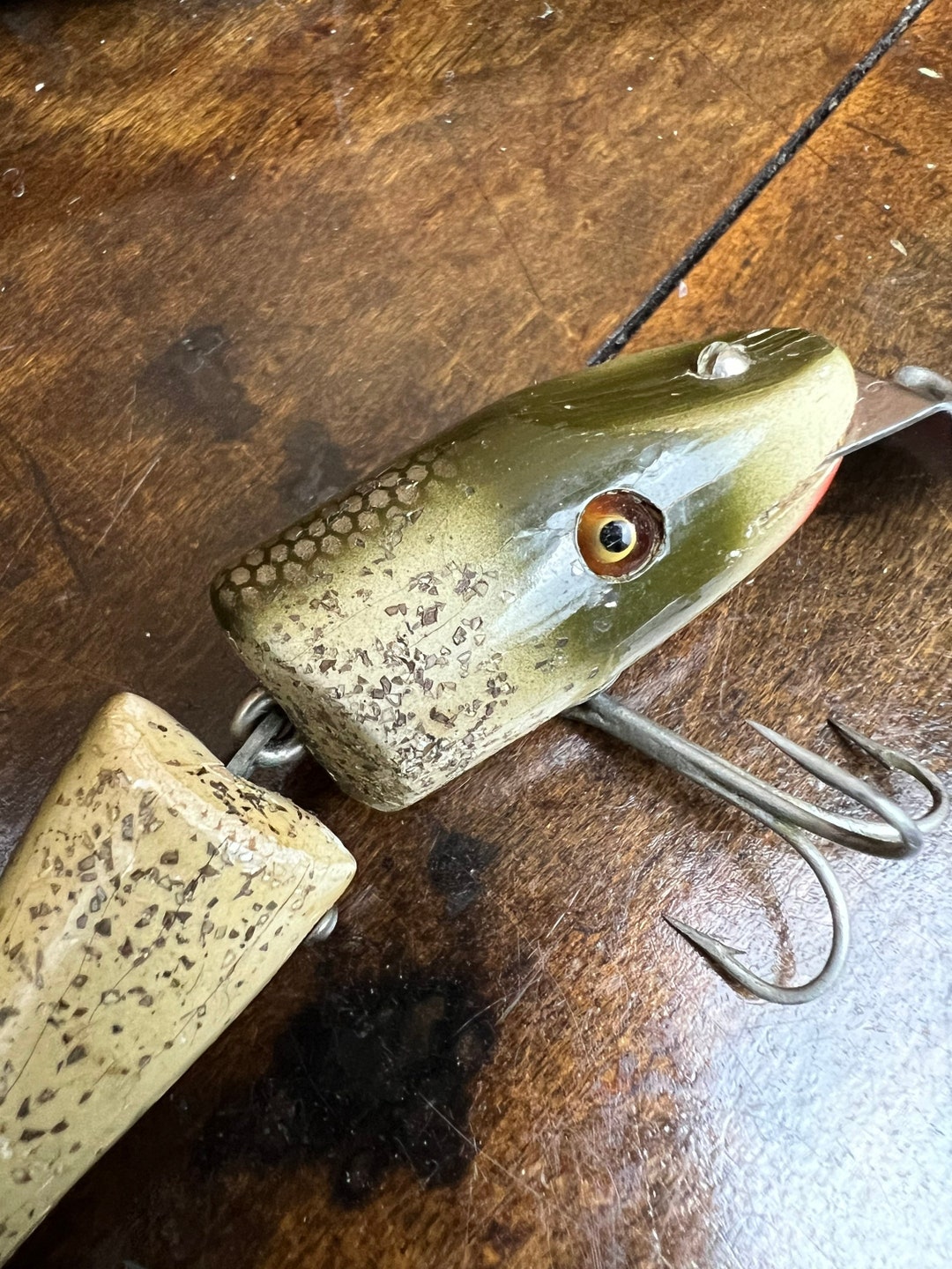 Vintage CREEK CHUB Jointed BABY Pike Silver Flash Green Fishing Lure ...