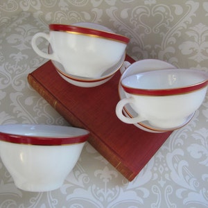 Vintage Red Gold Pyrex Cups and Sugar Bowl Milk Glass Pyrex - Etsy