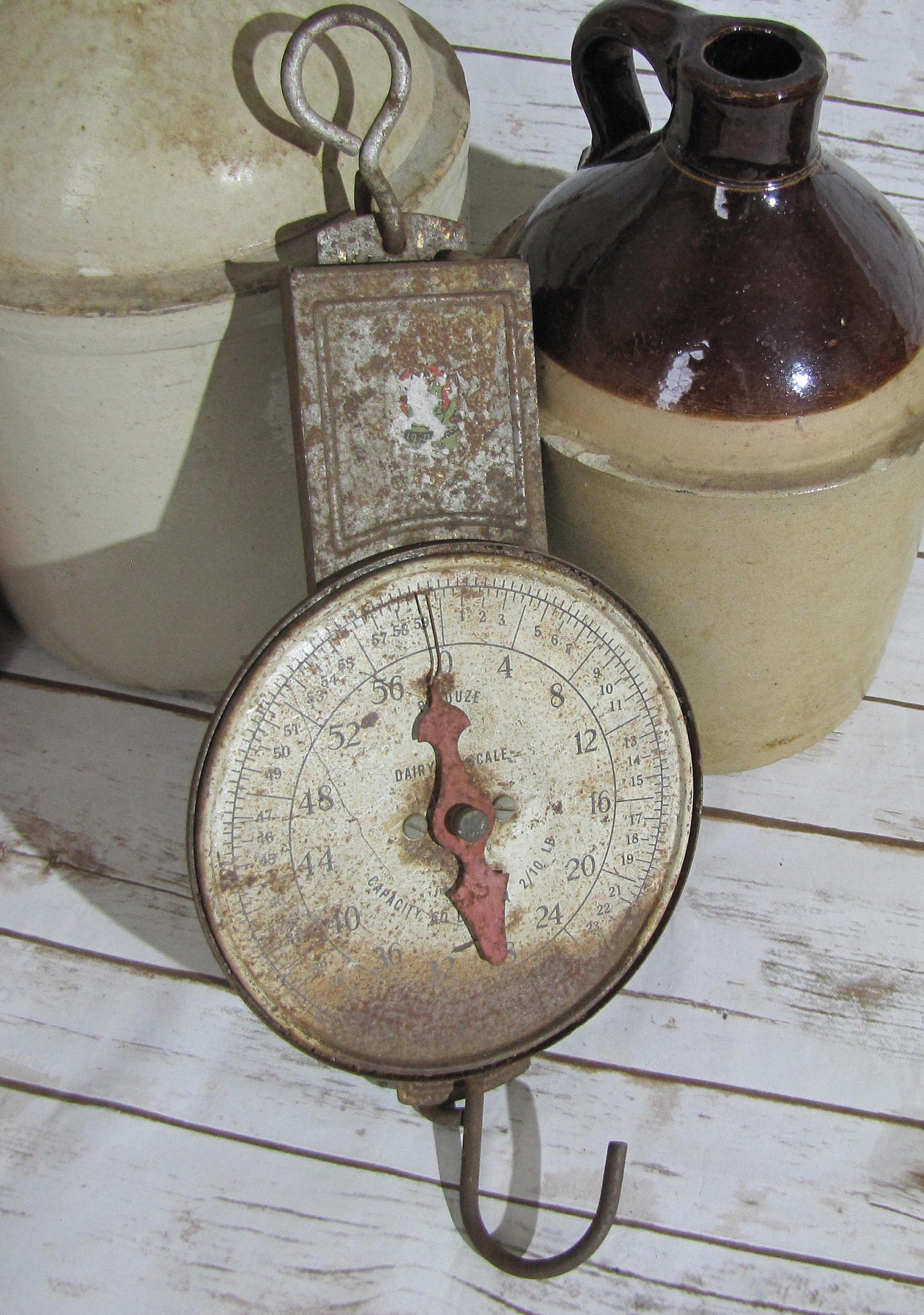 Farmhouse Hanging Dairy Scale Vintage Pelouze Rustic Patina - Etsy