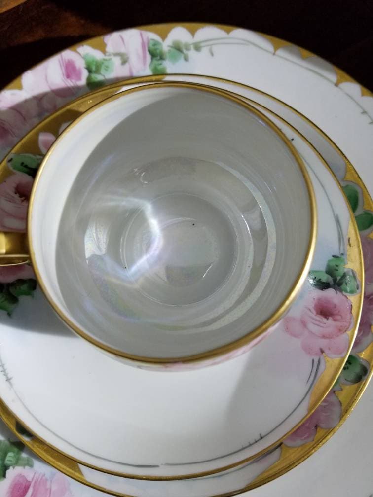 Vintage NORITAKE NIPPON Porcelain Floral Tea Cup W Saucer&two Plates ...