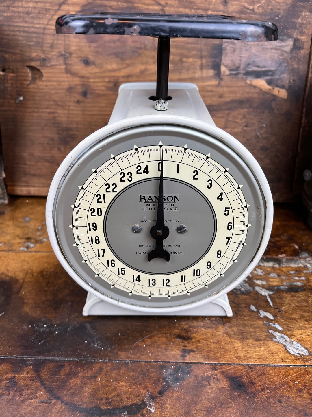 Vintage HANSON Model 2000 Utility Metal Scale~ Black & White Rusted ...