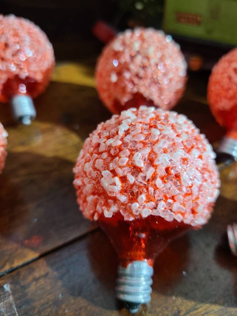 Vintage GE Lighted ICE Bulbs Orange Set of Six Frosted Sugar | Etsy