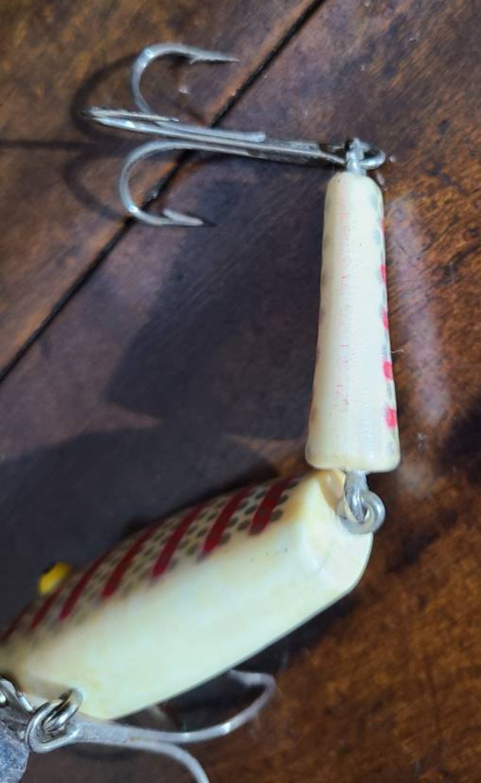 Vintage L&S MUSKIE MASTER J43 Fishing Lure Block Striped Pink Over ...