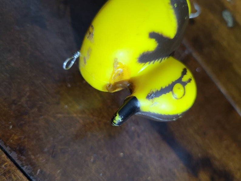 Vintage BILL SZABO Cree Duk Duck Fishing Lure Yellow & Brown | Etsy