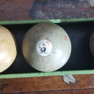 Vintage Clay Pool Balls~set of Three ~ Black Numbers Muted Earth Tones ...