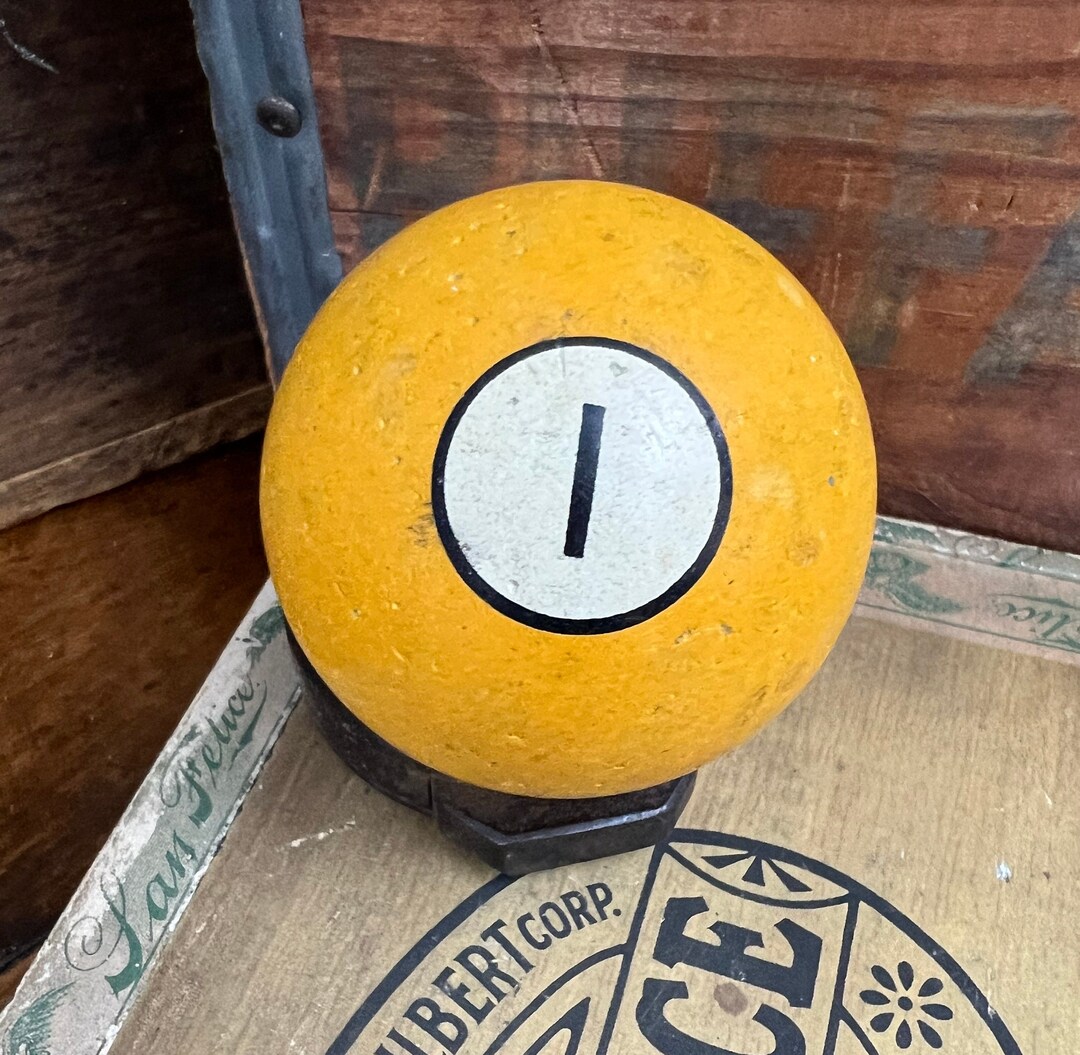 Vintage Pool Ball| Possibly Antique Clay #1 Pool Ball| Solid Yellow ...