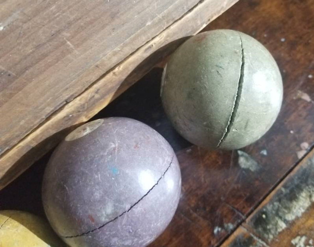 Vintage Clay Pool Balls~set of Three ~ Black Numbers Muted Earth Tones ...