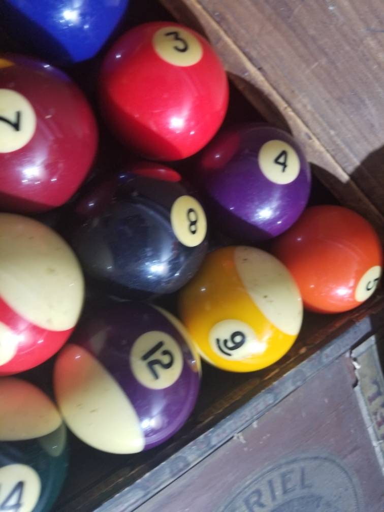 Vintage Billiard Pool Ballsa Retro Complete Set W White Cue | Etsy