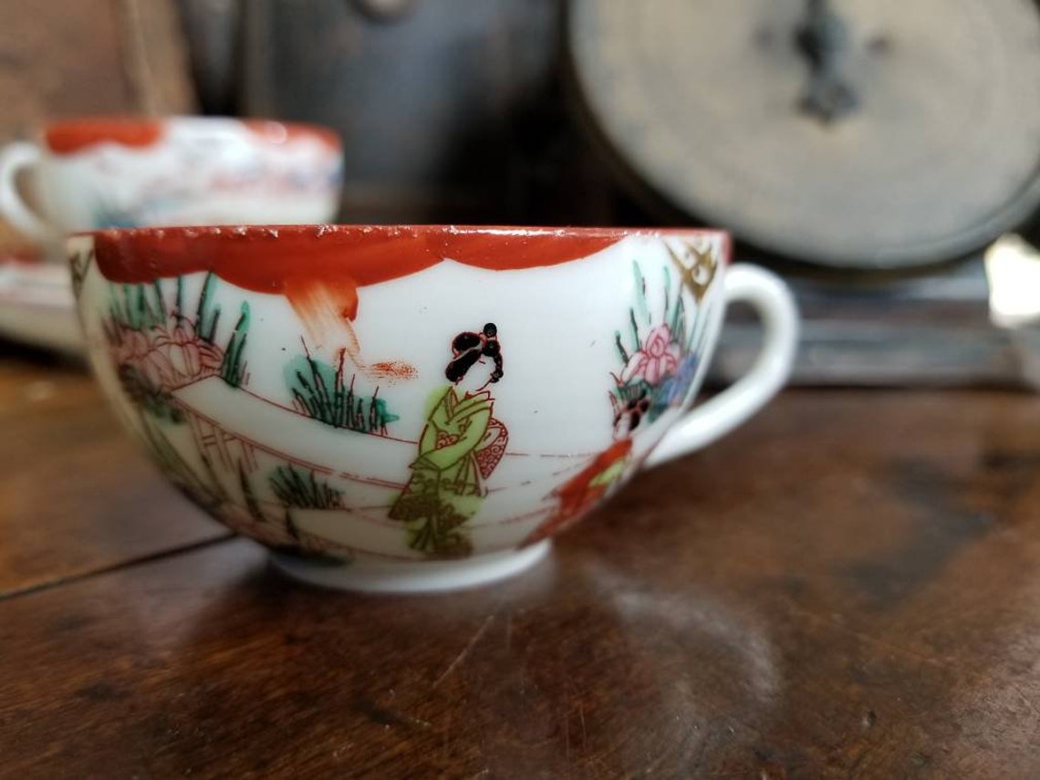 Vintage Japan Geisha Girls in Kimonos Teacup w Saucer Set of | Etsy