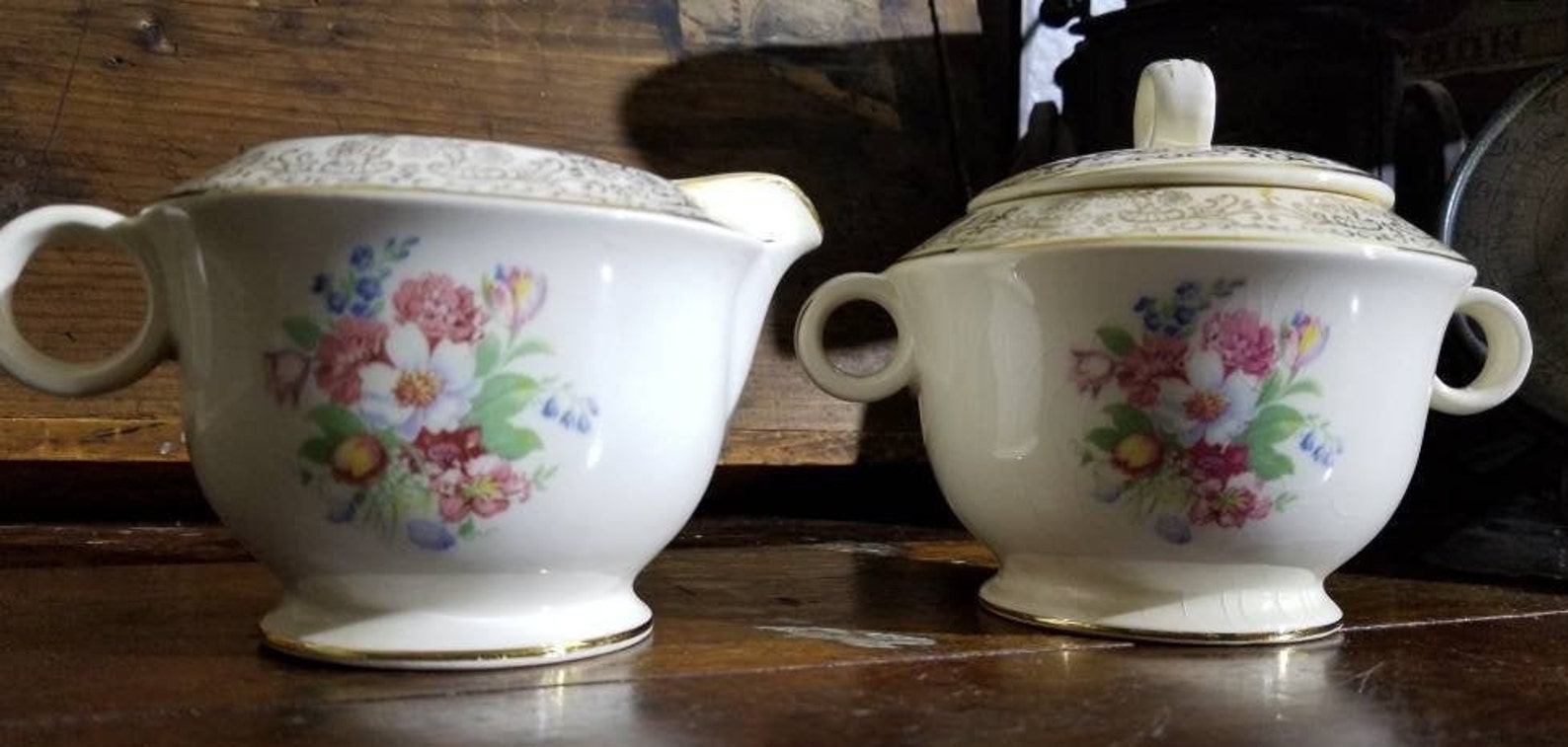 Vintage PADEN CITY POTTERY Creamer and Sugar Bowl With Lid ~ Floral ...