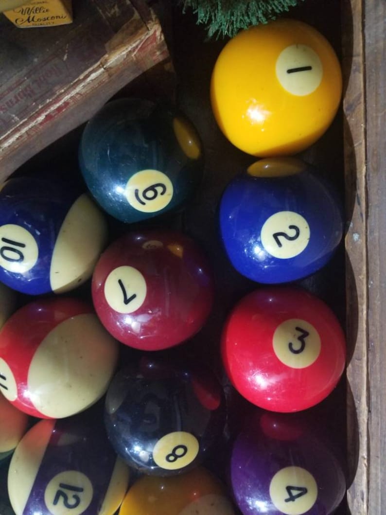 Vintage Billiard Pool Ballsa Retro Complete Set W White Cue - Etsy