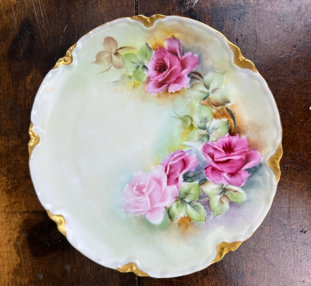 Antique HAVILAND Limoges France Pink Rose Floral Plate 6" With Gold ...
